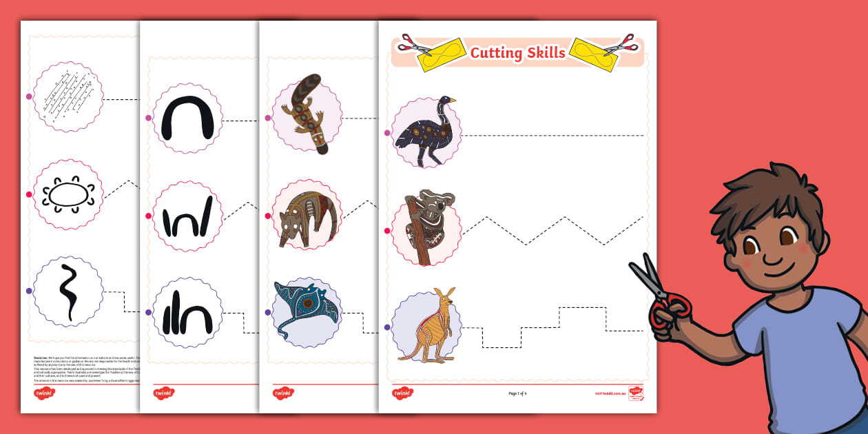 Indigenous Themed Cutting Skills Worksheets - Twinkl