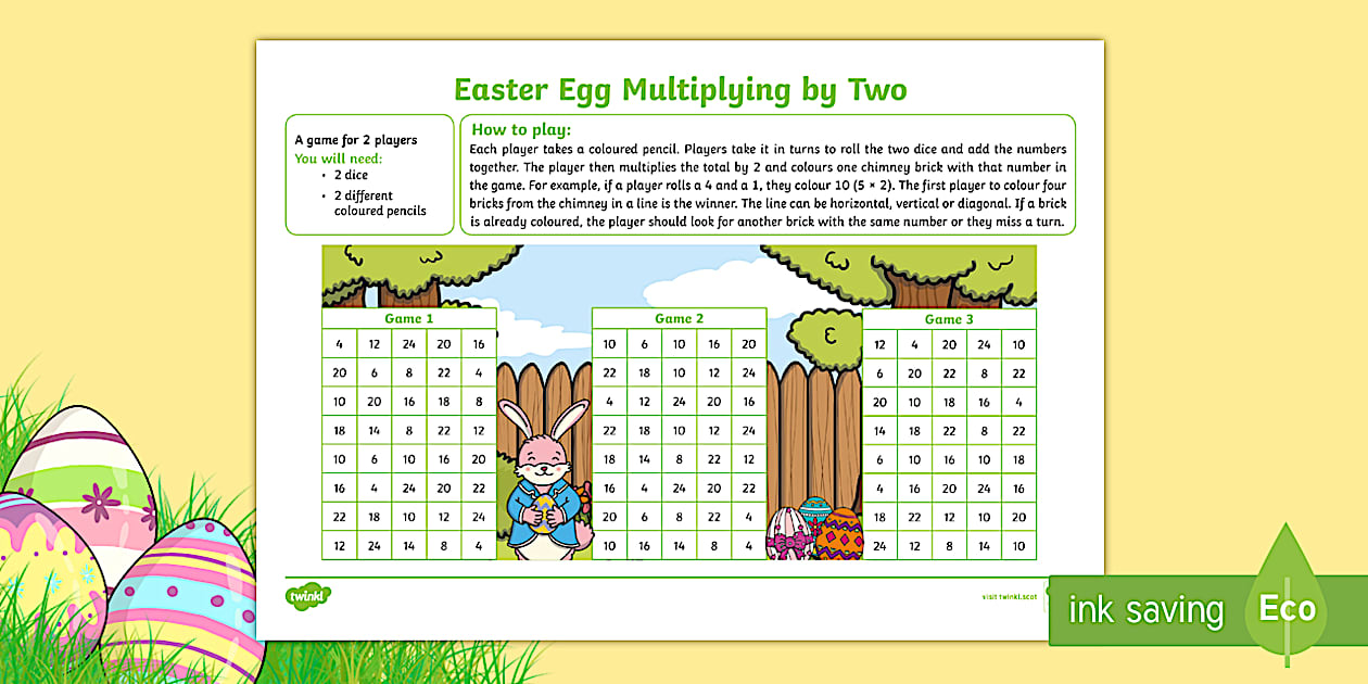 Easter Egg Multiplying By Two Worksheet (teacher made)