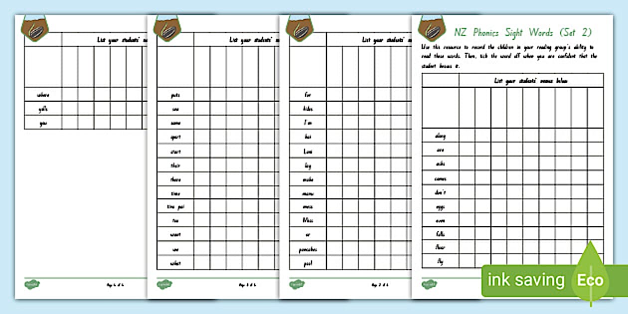 Phonics Plus Tupu Word List Teacher Checklist - Twinkl