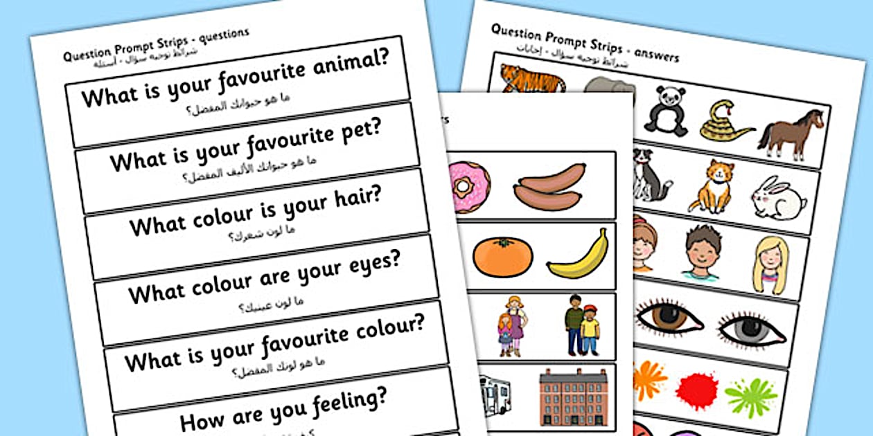 EAL Question Prompt Strips Arabic Translation (teacher made)