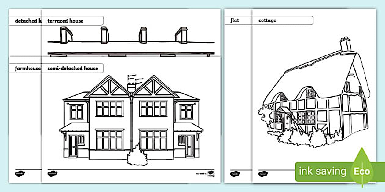 Houses and Homes Colouring Pages (Teacher-Made) - Twinkl