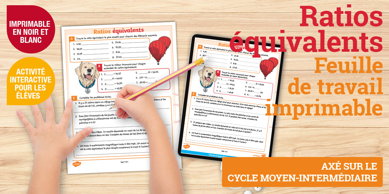 Grade Six Equivalent Ratios Worksheet French