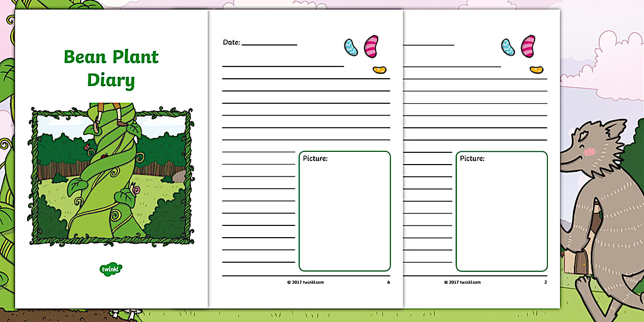 Fee! Fi! Fo! Fum! My Bean Plant Diary Worksheets - Twinkl