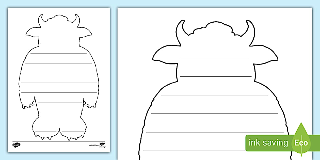 Monster Outline Writing Template - Twinkl - EYFS - Twinkl