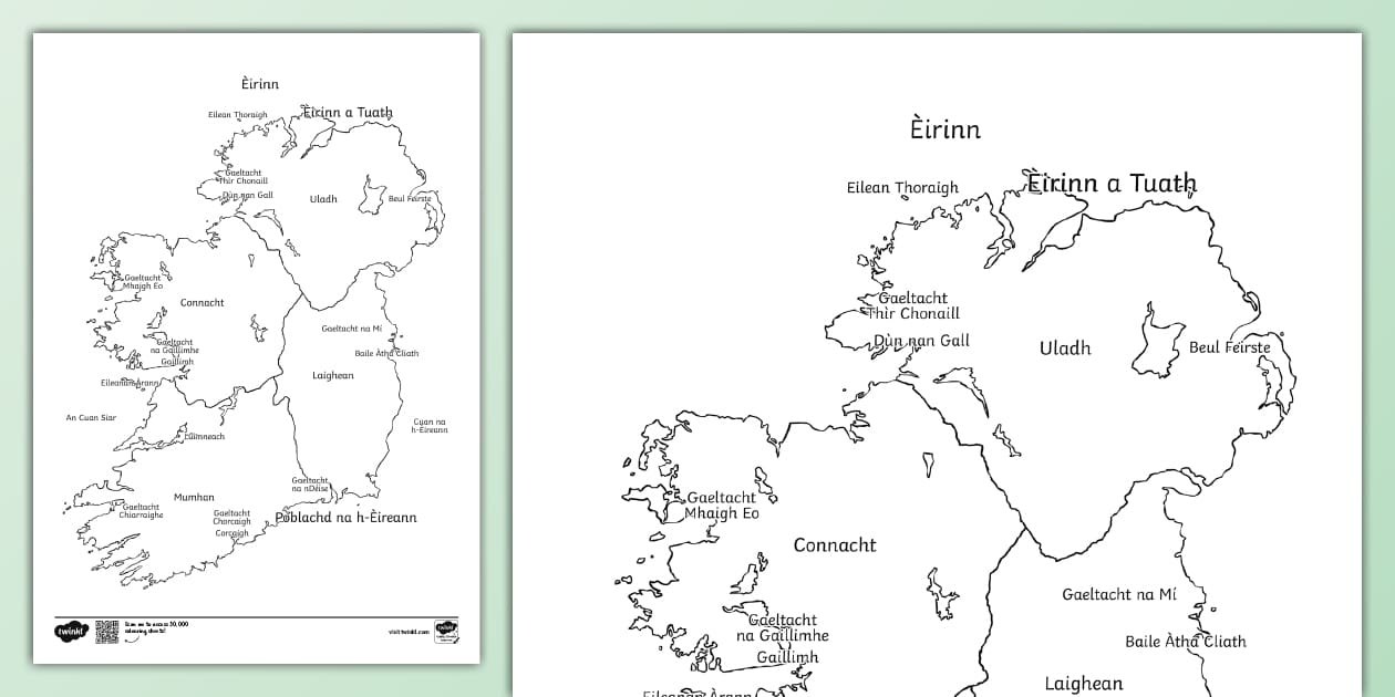 Labelled Map of Ireland Colouring Sheet (teacher made)