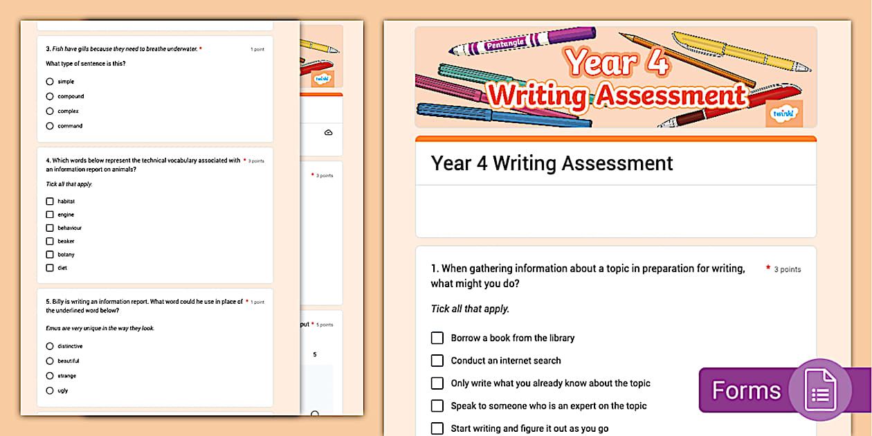 Year 4 Writing Assessment Google Form (teacher made)