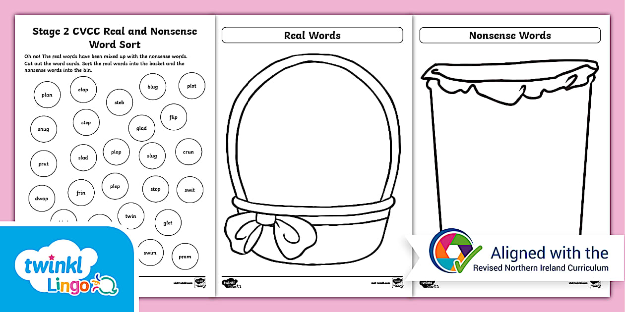 Linguistic Phonics Stage 2 CCVC Real and Nonsense Word Sort