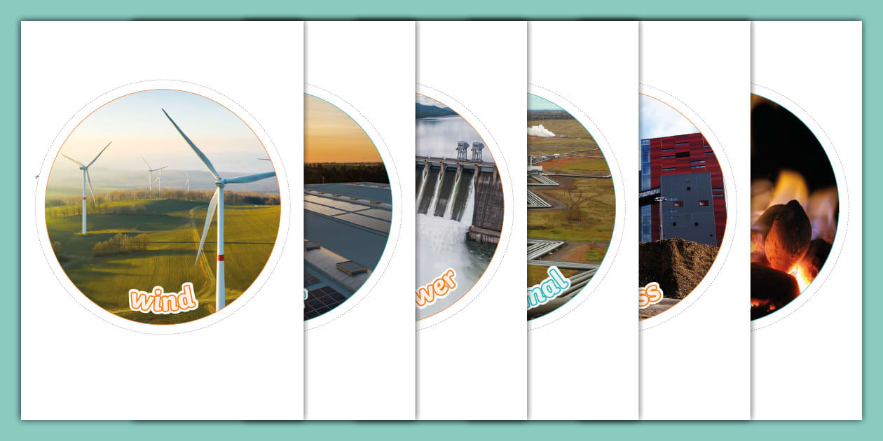 Renewable and Non-Renewable Energy Sources Display Cut-Outs