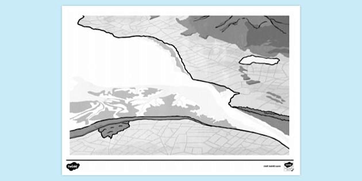River Estuary Colouring Sheet | Teaching Resources | Twinkl