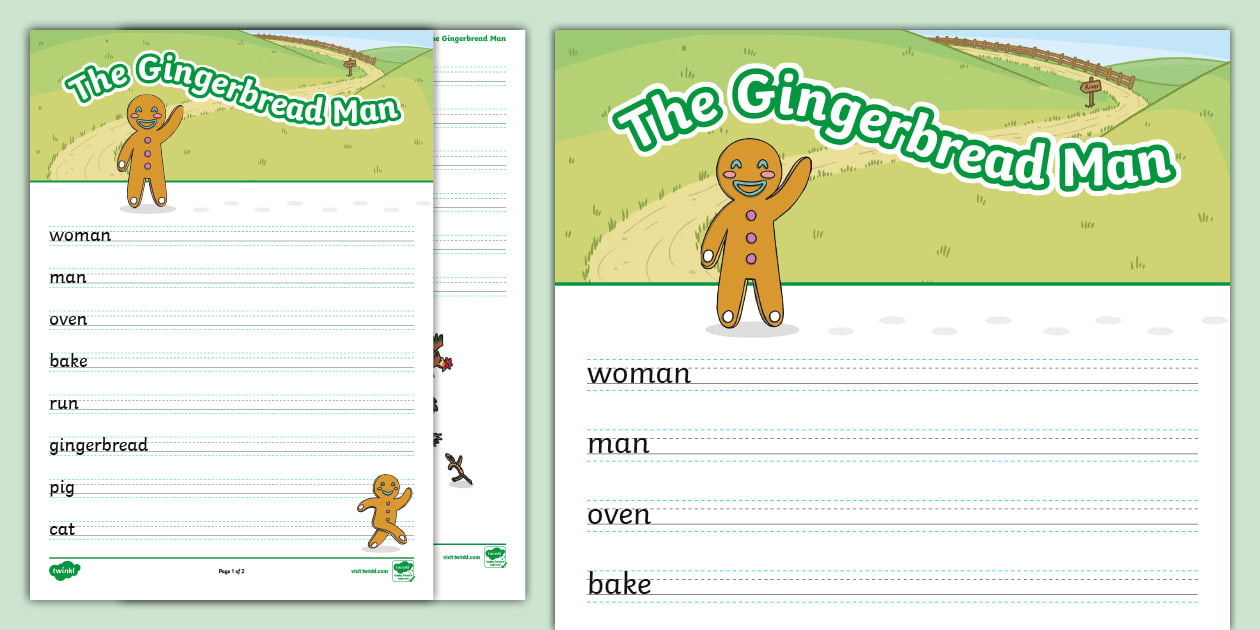 The Gingerbread Man Handwriting Activity Sheet - Twinkl