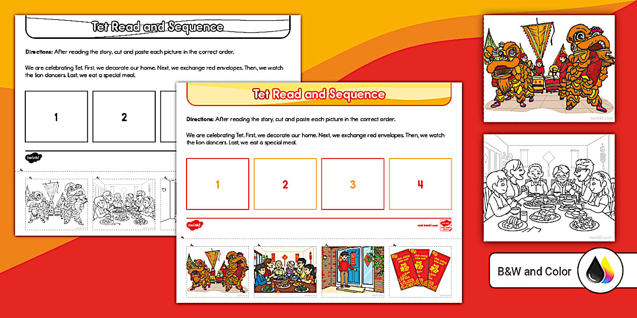 Tet Read and Sequence Cut and Paste Worksheet (teacher made)