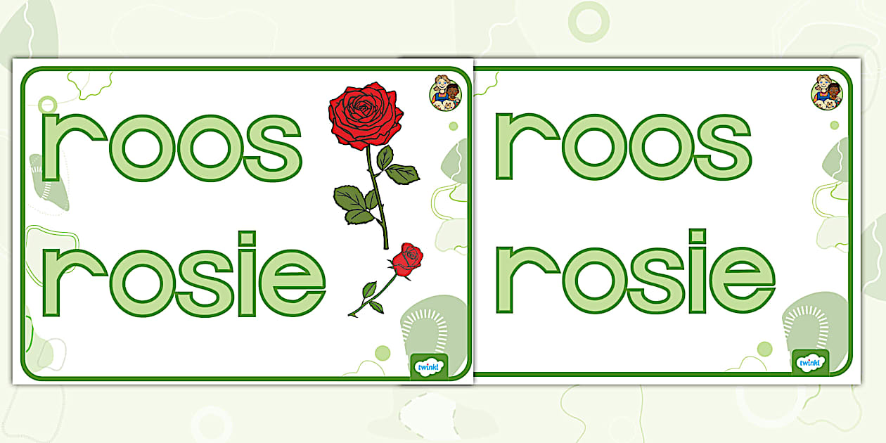 Graad 3 Klanke: Plakkate Verkleinwoorde roos-rosie - Twinkl