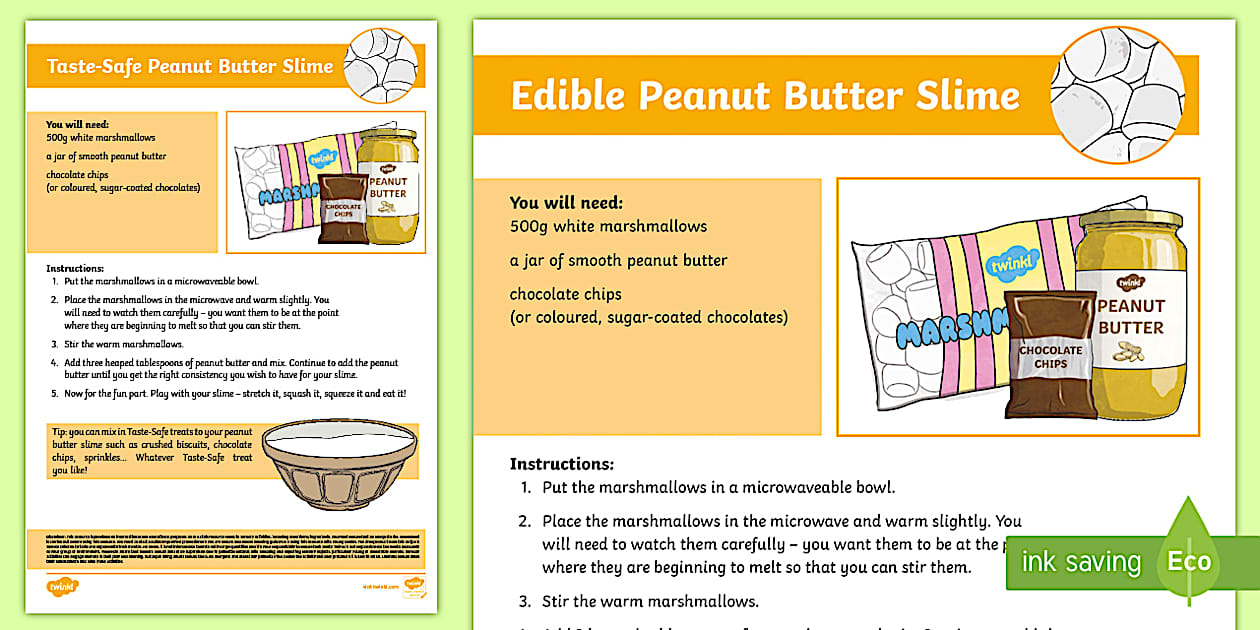Edible Peanut Butter Slime Craft Instructions (teacher made)