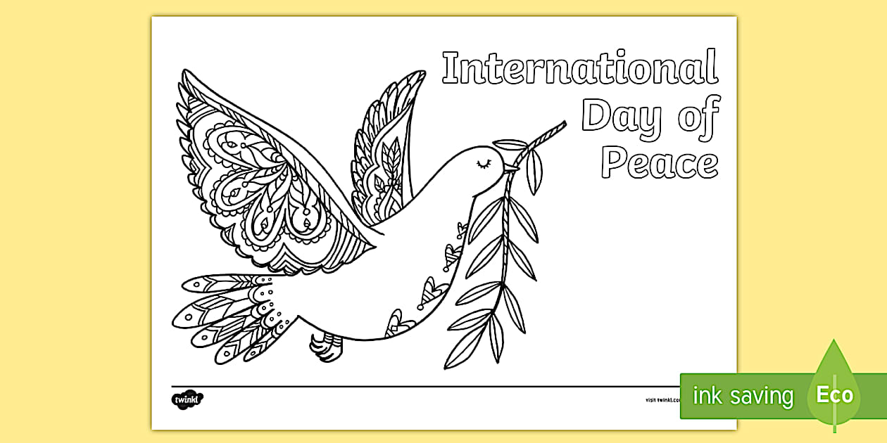 International Day of Peace Mindfulness Colouring Page
