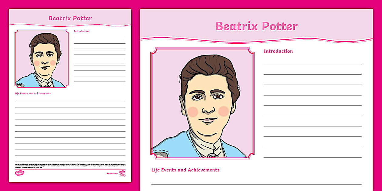 Beatrix Potter Biography Template (Teacher-Made) - Twinkl