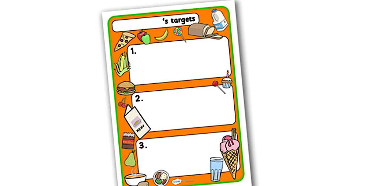 Themed Target Sheets Food (teacher made) - Twinkl