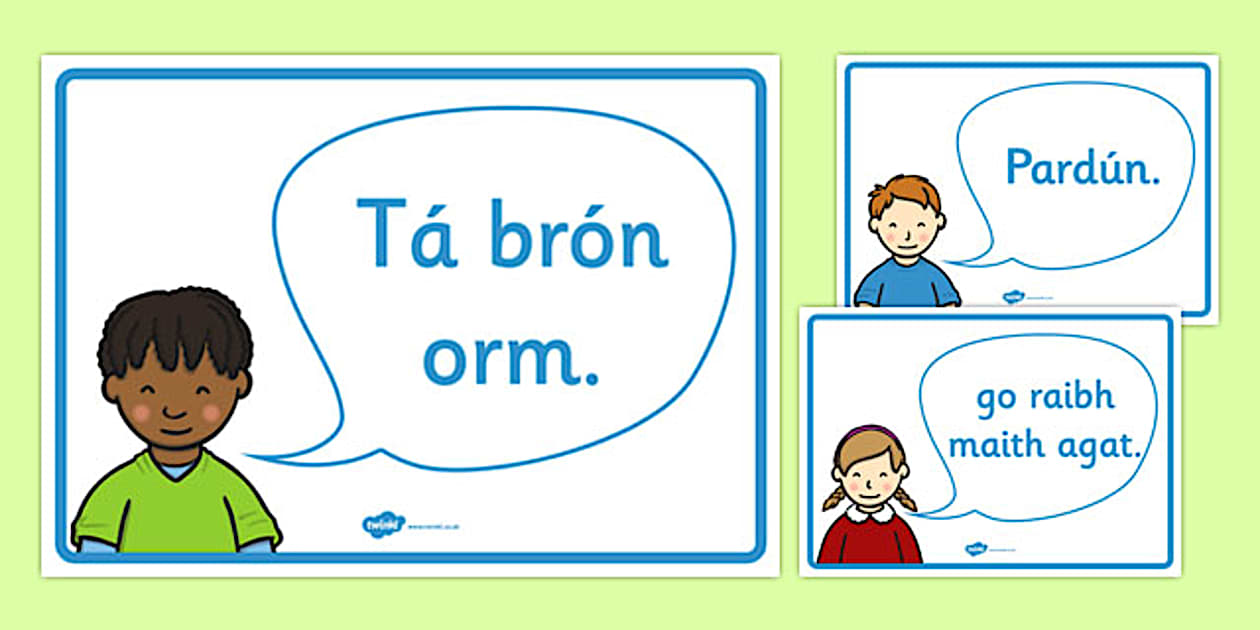 Golden Manners Words Display Posters Gaeilge - Twinkl