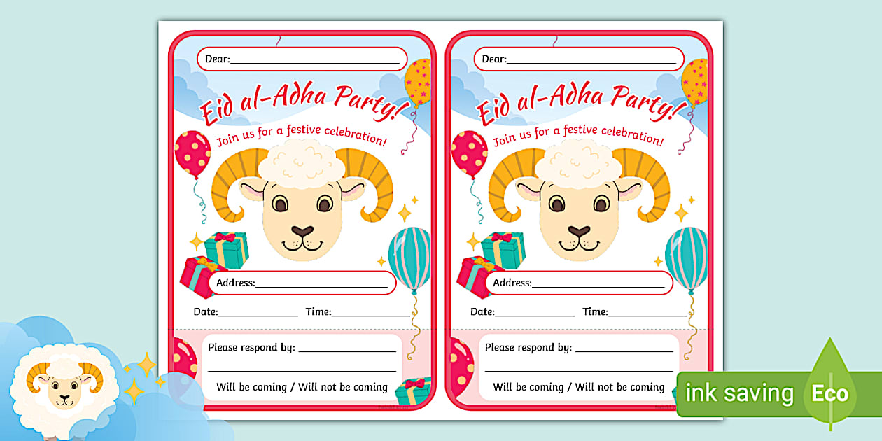 Eid al-Adha - Party Invitation (teacher made) - Twinkl