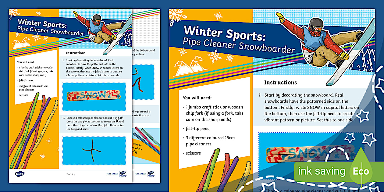 Winter Sports: Pipe Cleaner Snowboarder (teacher made)