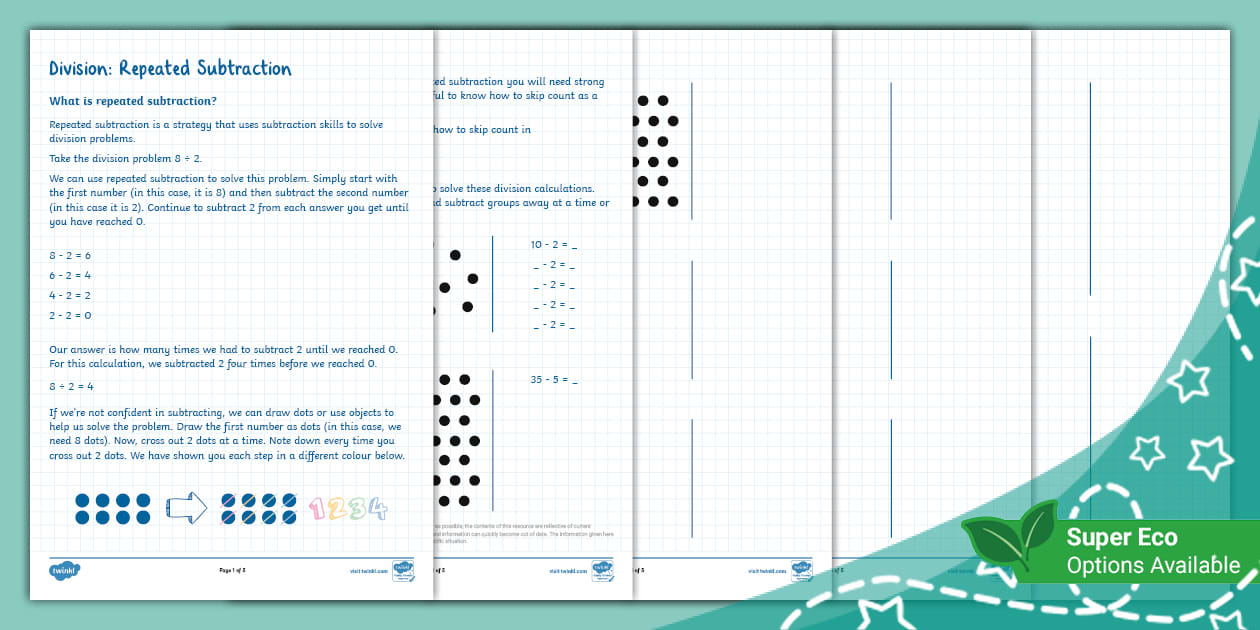 Division Repeated Subtraction Ages 6 7 Teacher Made