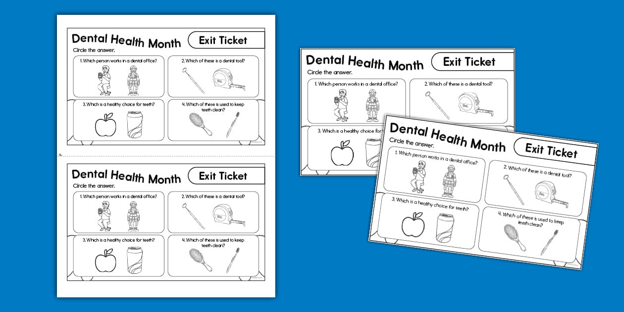 Dental Health Month Exit Ticket for PK-K