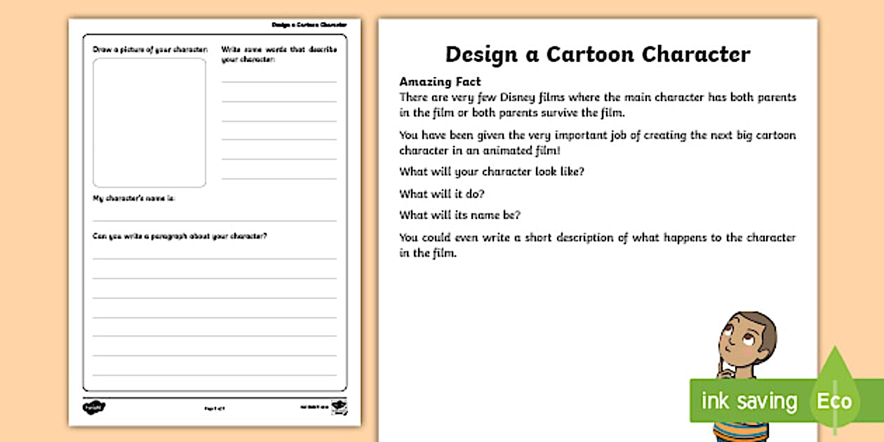 Cartoon Worksheet - Design a Cartoon Character - KS1