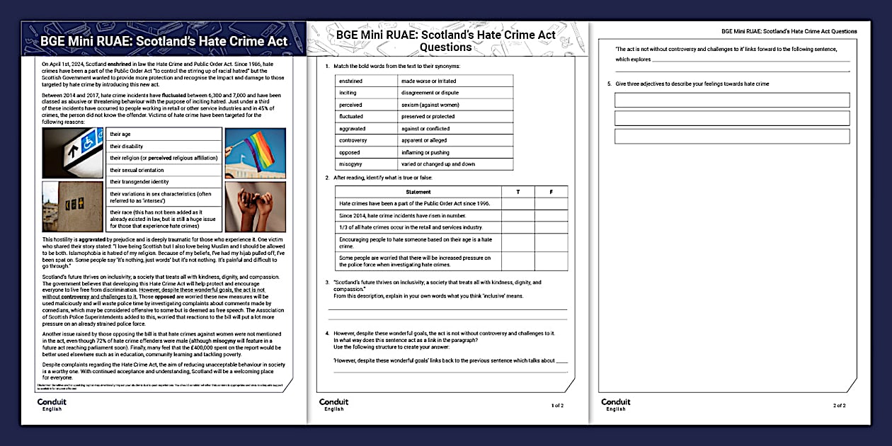 BGE Mini RUAE: Scotland's Hate Crime Act - Twinkl
