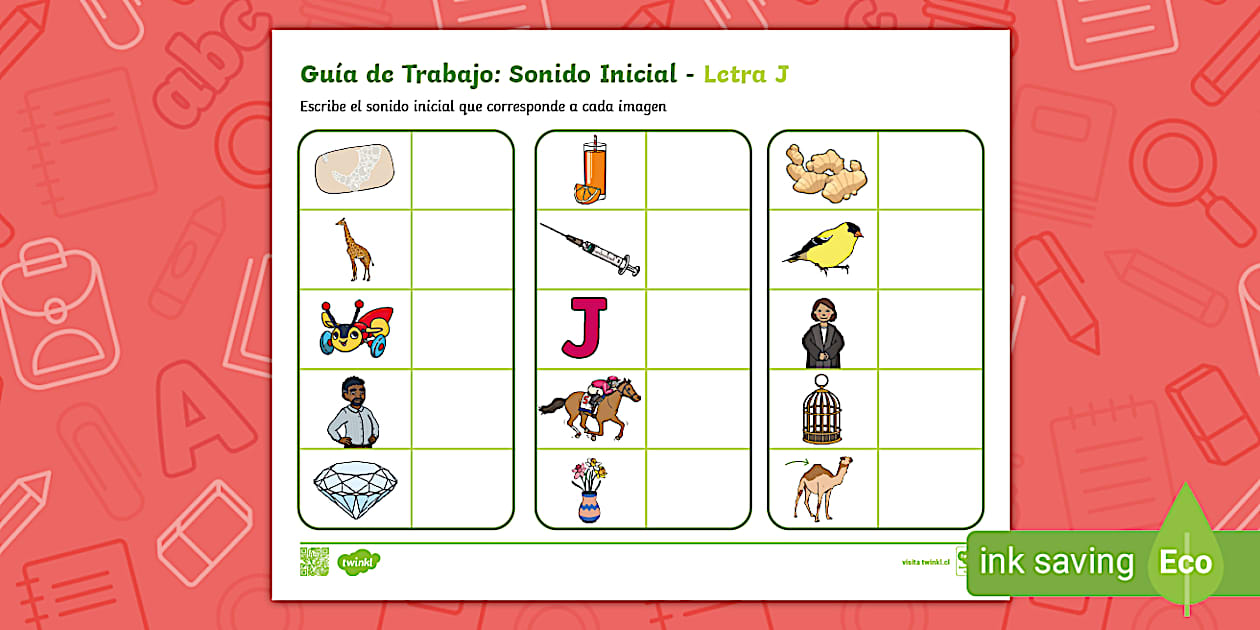 Guía de Trabajo: Sonido Inicial - Letra J