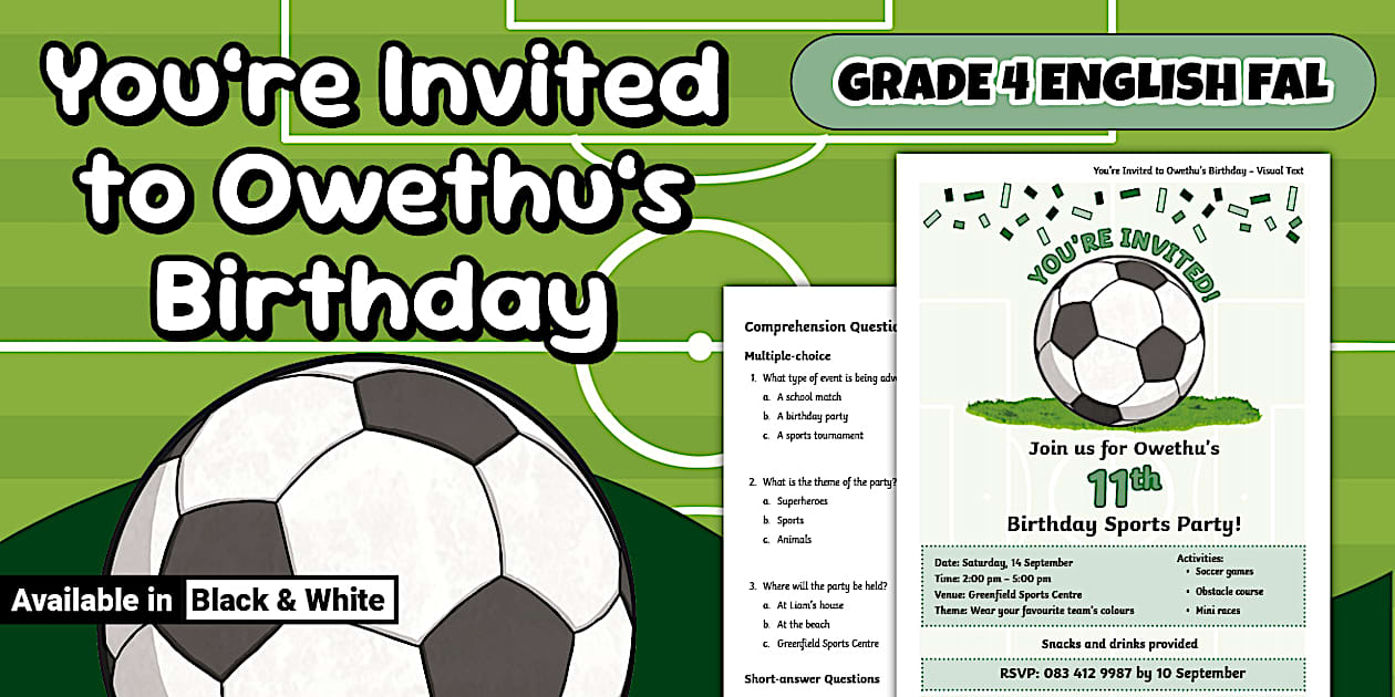 English – You're Invited to Owethu's Birthday – Visual Text