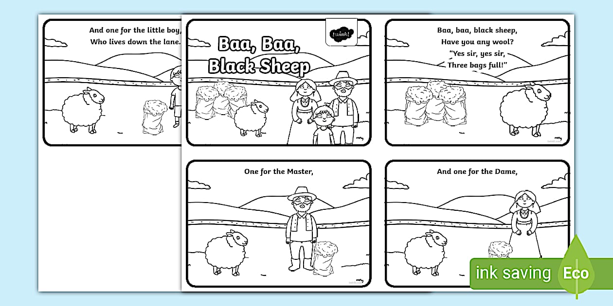 Baa Baa Black Sheep Sequencing (4 per A4) - Twinkl