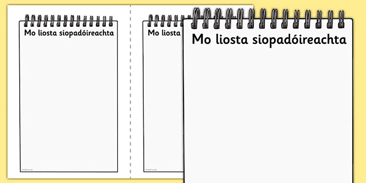 Editable My Shopping List Writing Frames Gaeilge - Twinkl