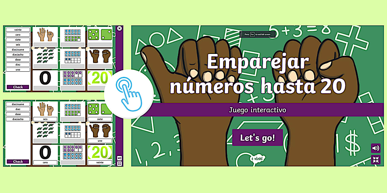 Juego interactivo: Emparejar números hasta 20 - Twinkl
