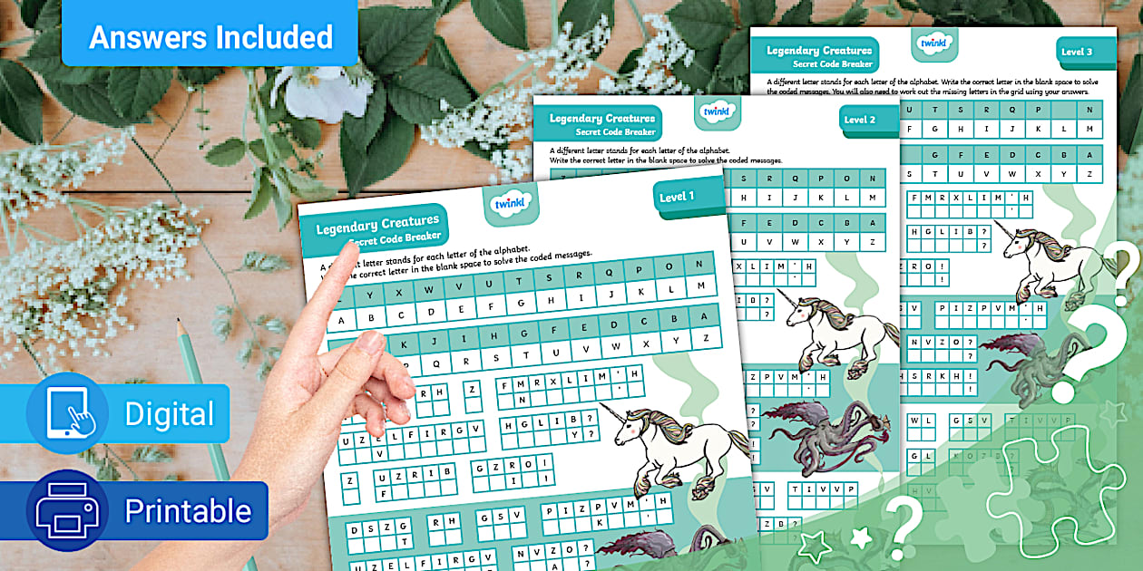 Legendary Creatures Secret Code Breaker - AL (teacher made)