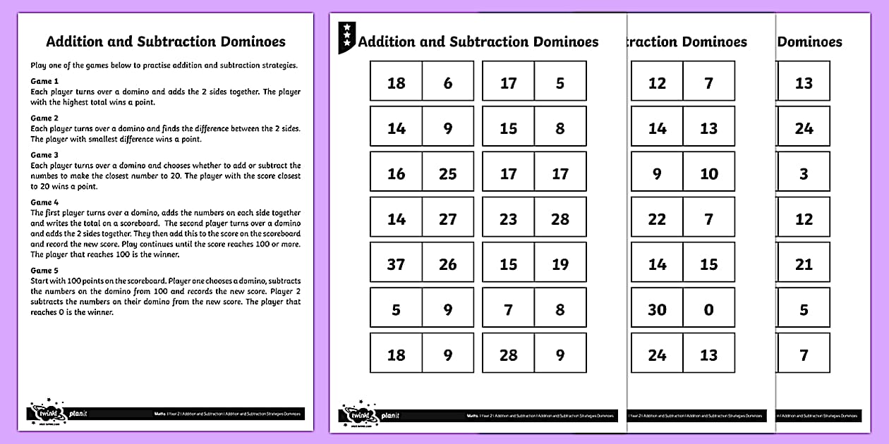 Addition and Subtraction Dominoes (Teacher-Made) - Twinkl