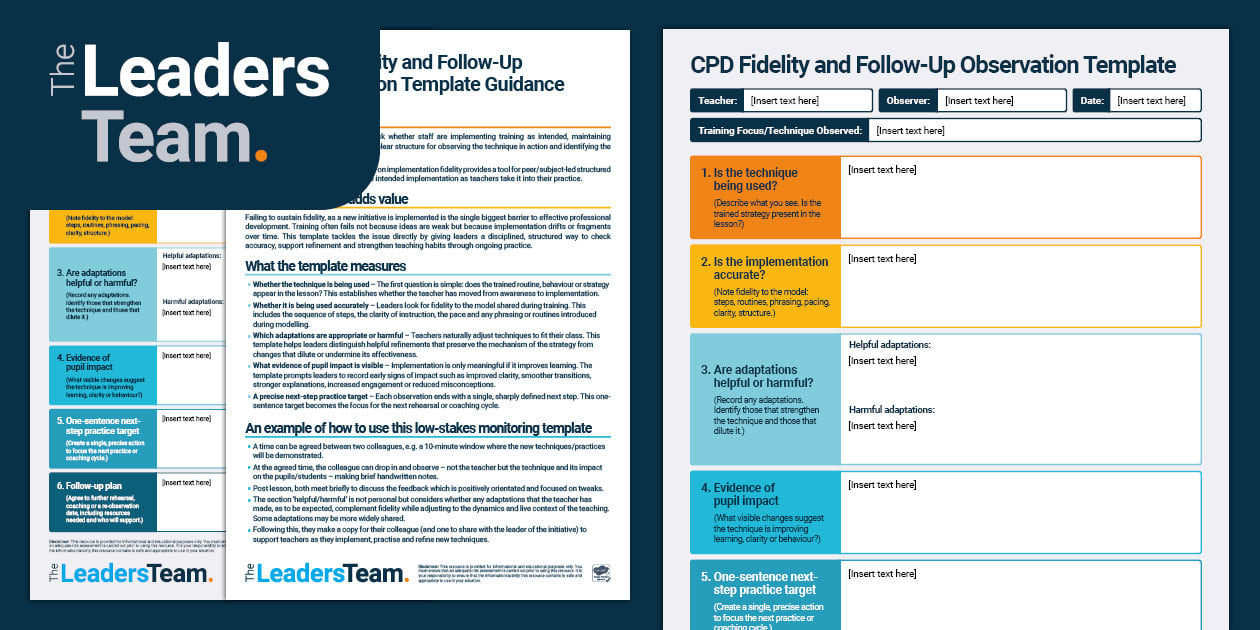 CPD Monitoring Template for Observing Fidelity
