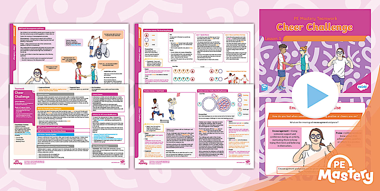 PE Mastery: Year 1 Teamwork Lesson 5 - Cheer Challenge