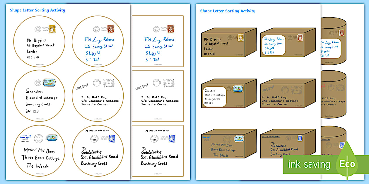 Mixed 2D and 3D Shape Parcel Sorting Activity (teacher made)