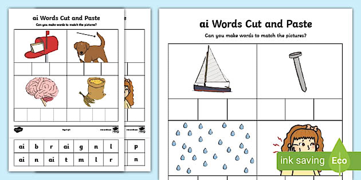 'ai' Cut and Stick Worksheet - Twinkl