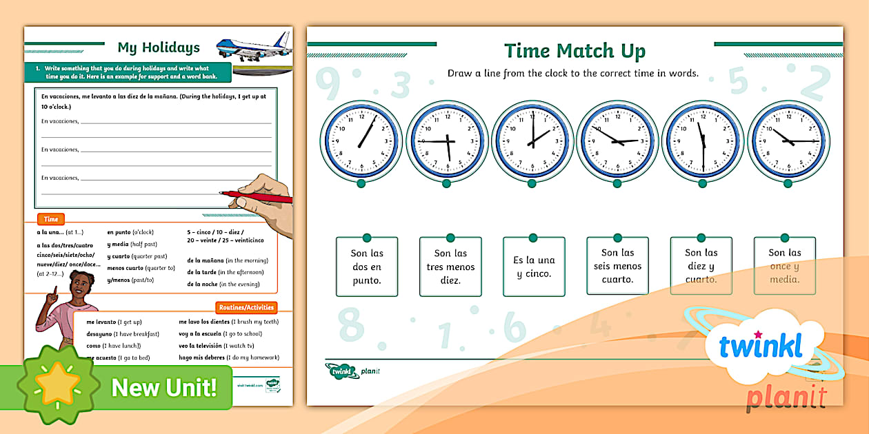👉 PlanIt Year 6 Spanish Homework: At What Time? - Twinkl