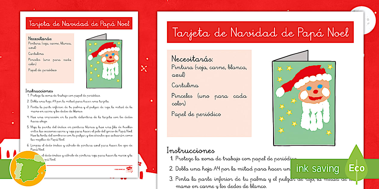 Manualidad: Tarjeta de Papá Noel | Navidad | Infantil