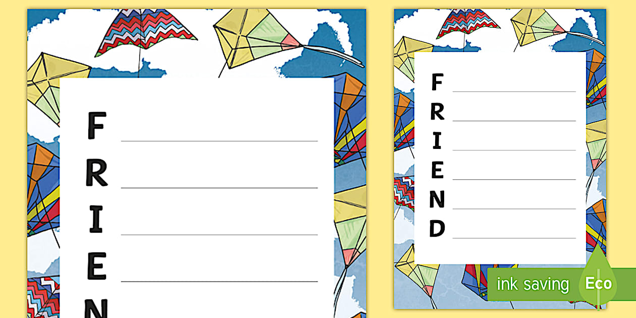 Acrostic Poem on Friends - Primary Acrostic Poem Template
