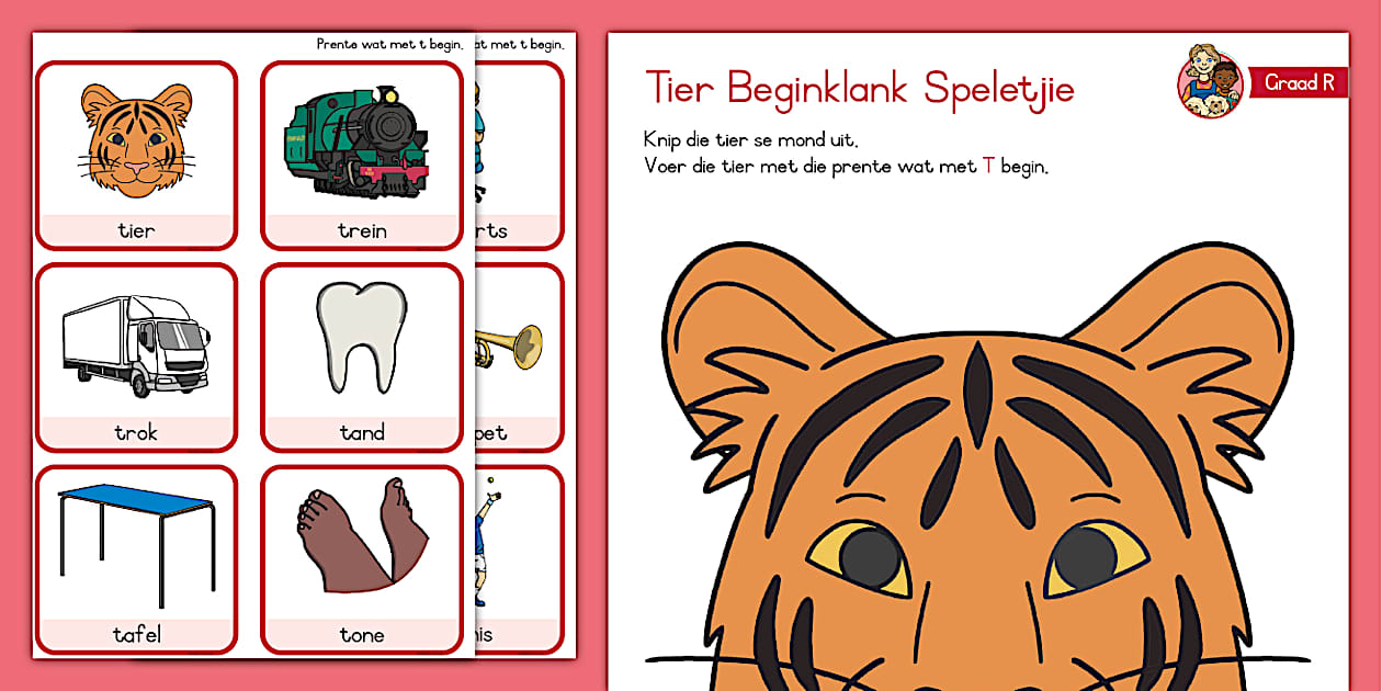 Speletjie Voer die Tier T-Klank (teacher made) - Twinkl