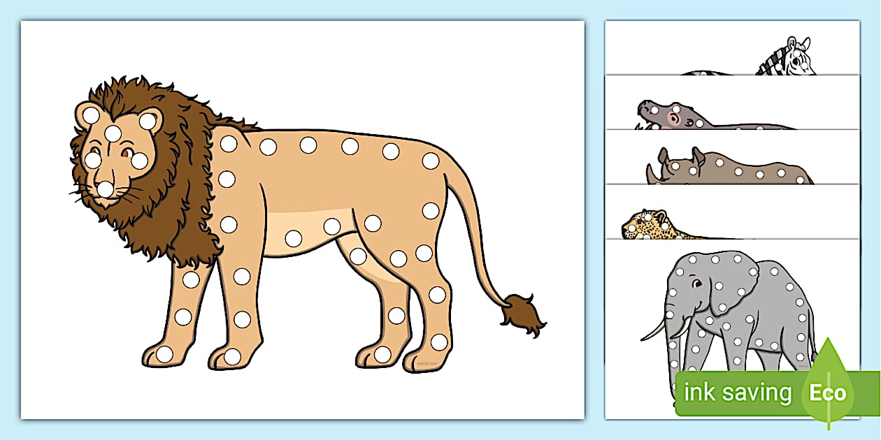 Safari Animal Threading Cards - Twinkl - EYFS (teacher made)