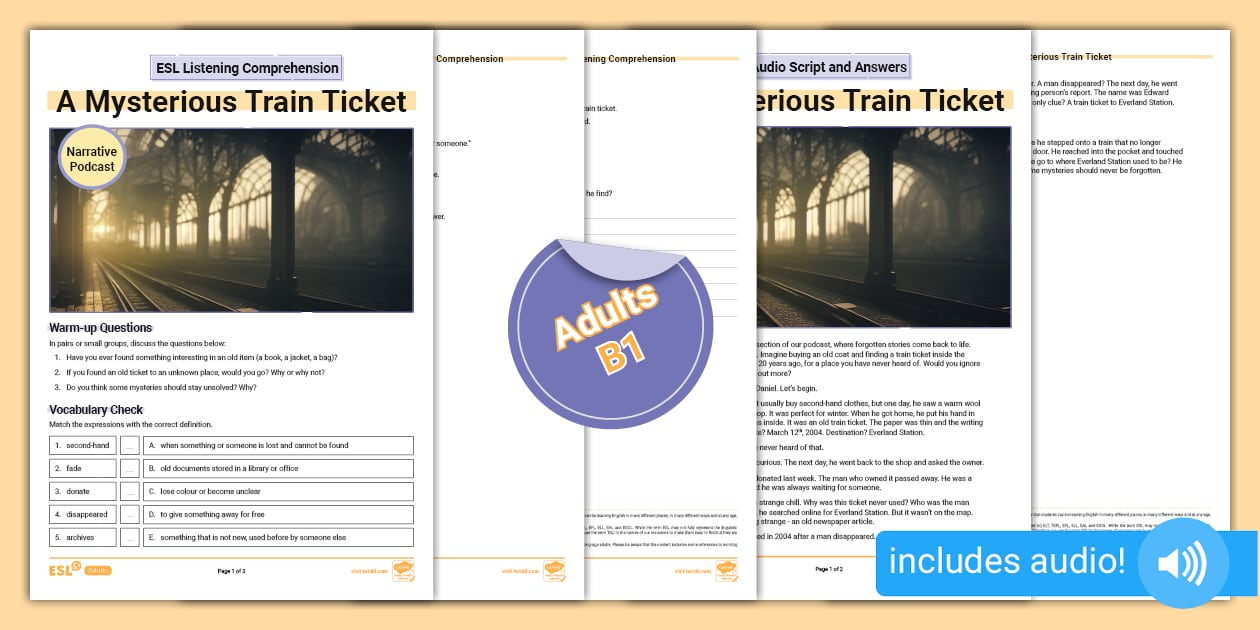 ESL Listening: A Narrative Podcast A Mysterious Train Ticket