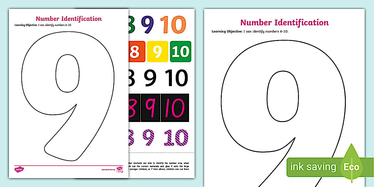 I Can Identify the Number 9 Worksheet | Twinkl - Twinkl