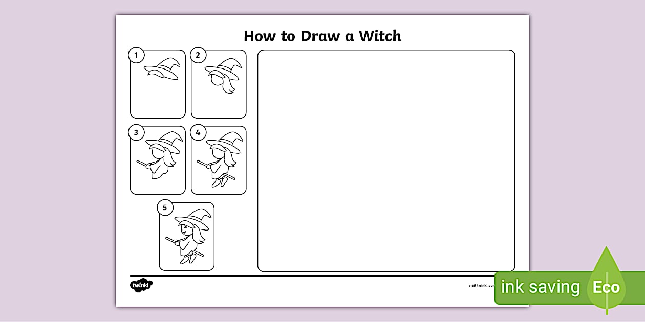 How to Draw a Witch Activity (teacher made) - Twinkl