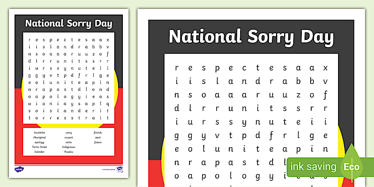 SA Sorry Day Word Search (teacher made) - Twinkl