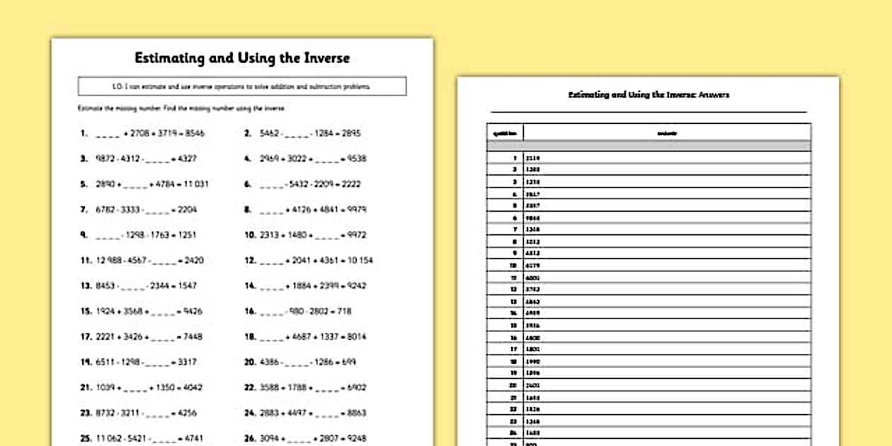 Estimating and Using the Inverse (teacher made) - Twinkl