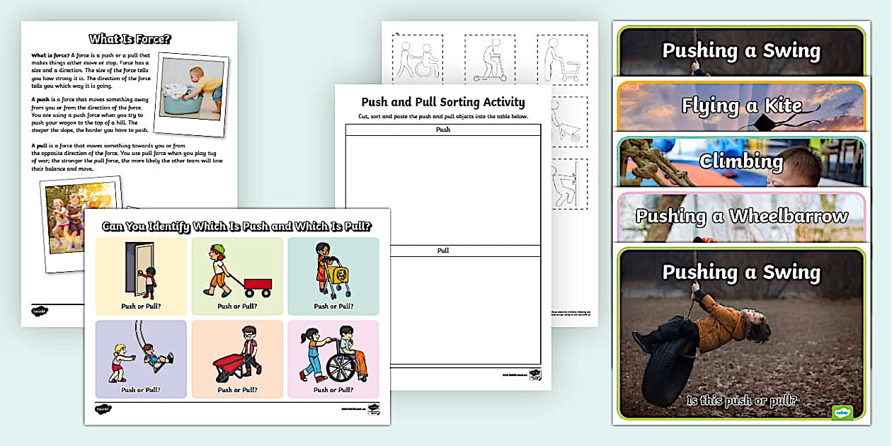 Printable Push and Pull Worksheets for Kindergarten - EYLF