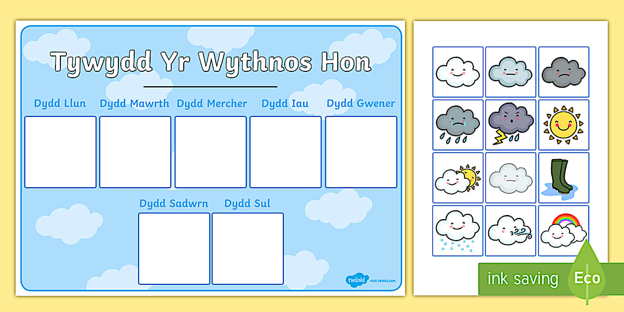 This Week's Weather in Welsh Chart | Twinkl Resources Wales